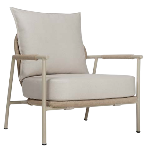 Poltrona Bepop Estofada Alumínio Cor Cinza Corda Náutica Cor Rami ...