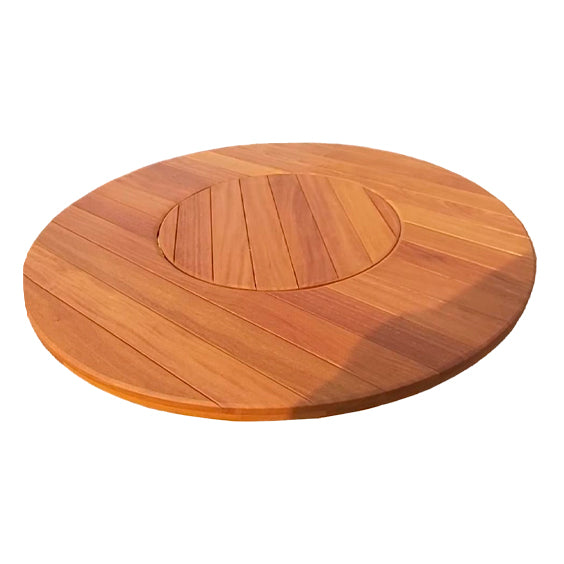 180cm Round Dining Table Top with Slats and Turntable in Solid Cumaru ...