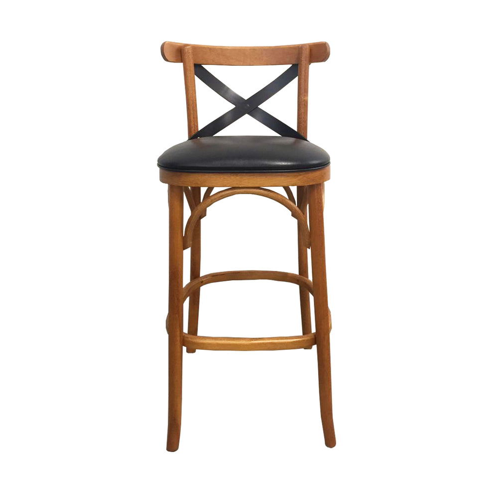 Stool X Color Pinhão X Black Seat Upholstered PU Black – Toth Móveis